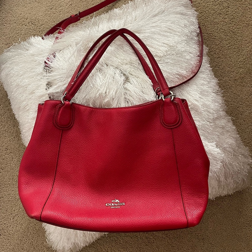 Coach Cherry Red Leather Shoulder Bag - Gem